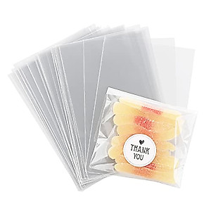 200Pcs Candy Treat Bags 4" x 6" Clear Cellophane Bag Thickening Plastic Party Favor Bags for Birthday Wedding Cookie Gift Lollipop Sticks Chocolate