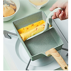 MIHUNTER Japanese Omelette Pan Nonstick Tamagoyaki Egg Pan,Retangle Small Frying Pan,with Silicone Spatula & Brush,Non-Stick Coating (PFOA Free) - 20 x 15cm
