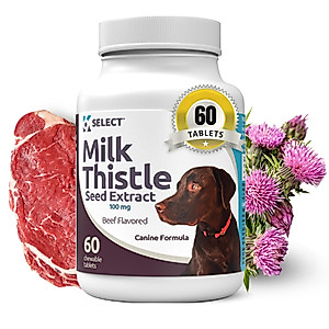 K9 Select Milk Thistle for Dogs, 100mg - 60 Beef Flavored Tablets - Canine Liver Health Natural Milk Thistle Supplement - Liver Supplement - Liver Support Supplement - Milk Thistle Herbal Supplements