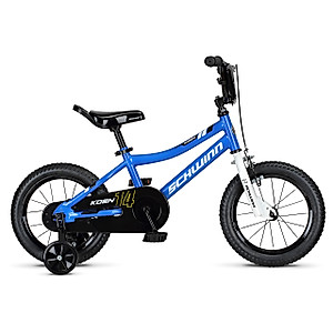 Schwinn Koen & Elm BMX Style Toddler and Kids Bike, For Girls and Boys, 14-Inch Wheels, With Saddle Handle, Training Wheels, Chain Guard, and Number Plate, Recommended Height 36-40 Inch, Blue