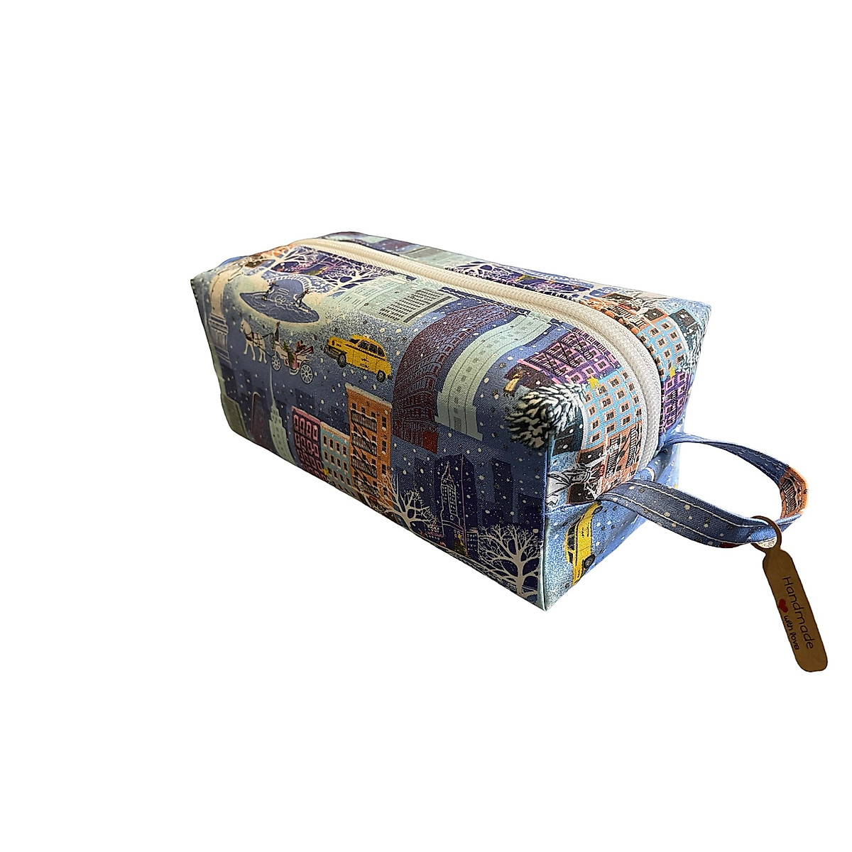 Snowy Manhattan NYC Boxy Pouch, Toiletry Bag, Dopp Bag, Zipper Pouch, Accessory Bag, Dopp Kit, Travel Bag, New York City Theme (B319)