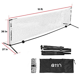 A11N Portable Pickleball Net for Driveway - Half Court Size, 11ft Net for Pickleball, Kids Tennis, Soccer Tennis