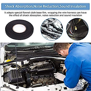 Keenso Felt Tape Automotive, Multipurpose Car Wiring Harness Tape Self Adhesive Anti Squeak Rattle Tape Dash, Black (9mm × 25m)