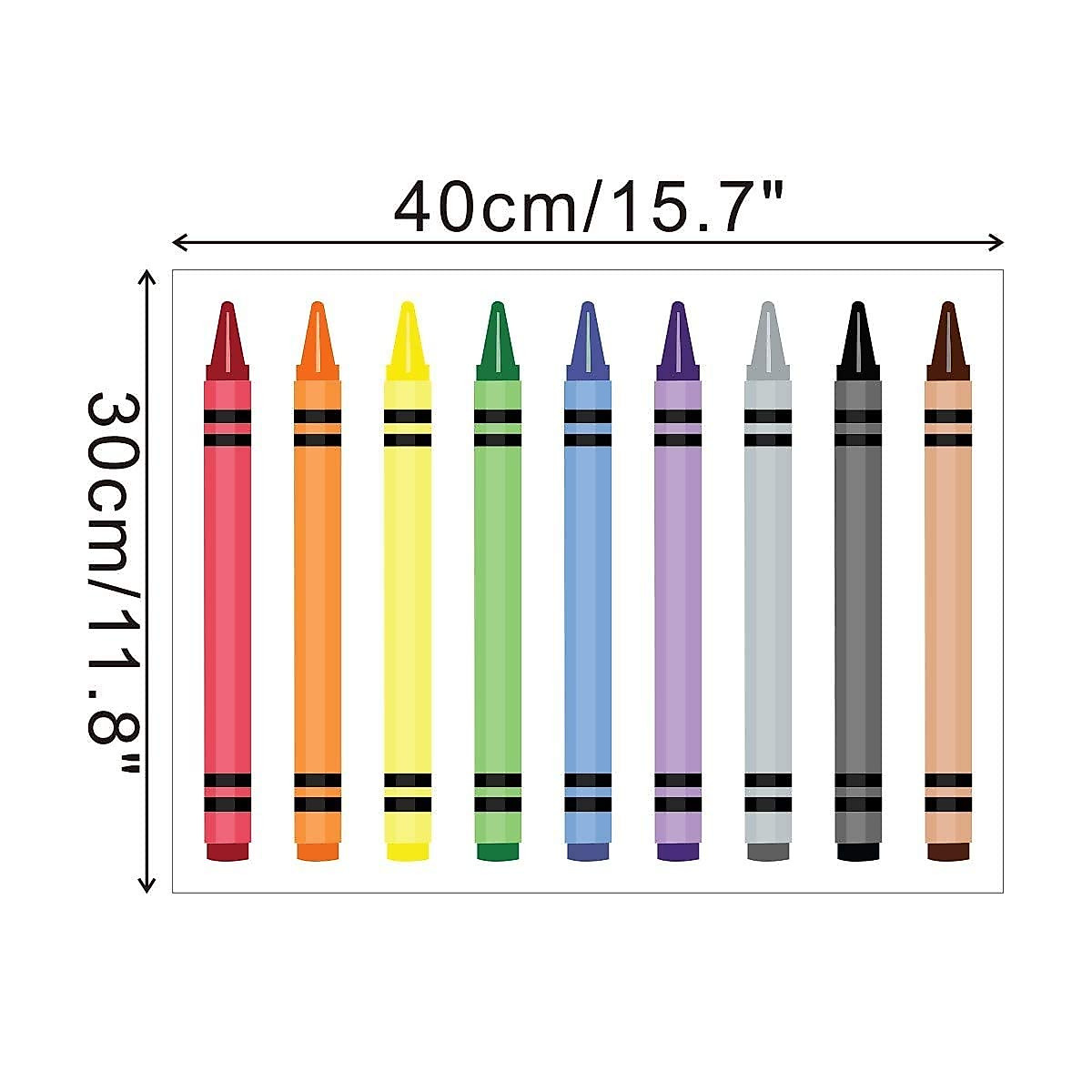 CozyDecor Crayon Decorations Wall Decals DIY Stickers for Kids Preschool Classroom Playroom 12 inch Long