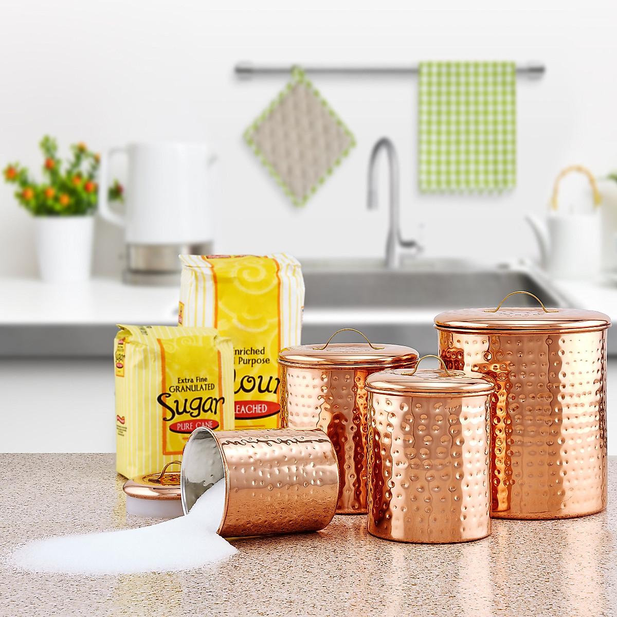 Old Dutch Hammered Copper Canister Set, Set of 4