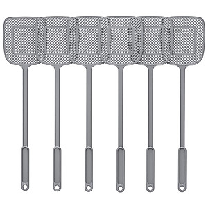 MR.SIGA Heavy Duty Long Handle Fly Swatter, Gray, 6 Pack