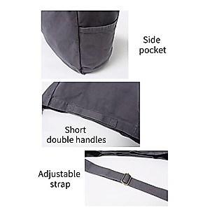 Jeelow 20oz Washed Canvas Tote Shoulder Crossbody Bags Purse Handbag For Men & Women Adjustable Strap