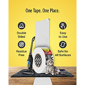 Professional Rug Tape - 2 Inch by 40 Yards (120 Feet! - 2X More!) - Double Sided Non-Slip Carpet Tape - Premium White Finish - Perfect Gripper for Holding Indoor Rugs in Place