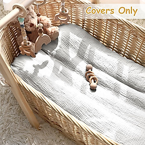 Muslin Baby Lounger Cover 2 Pack, Organic Cotton Removable Slipcover for Newborn,Baby Padded Lounger Infant Floor Seat Cover for Boys Girls (Gray Creamy-White)