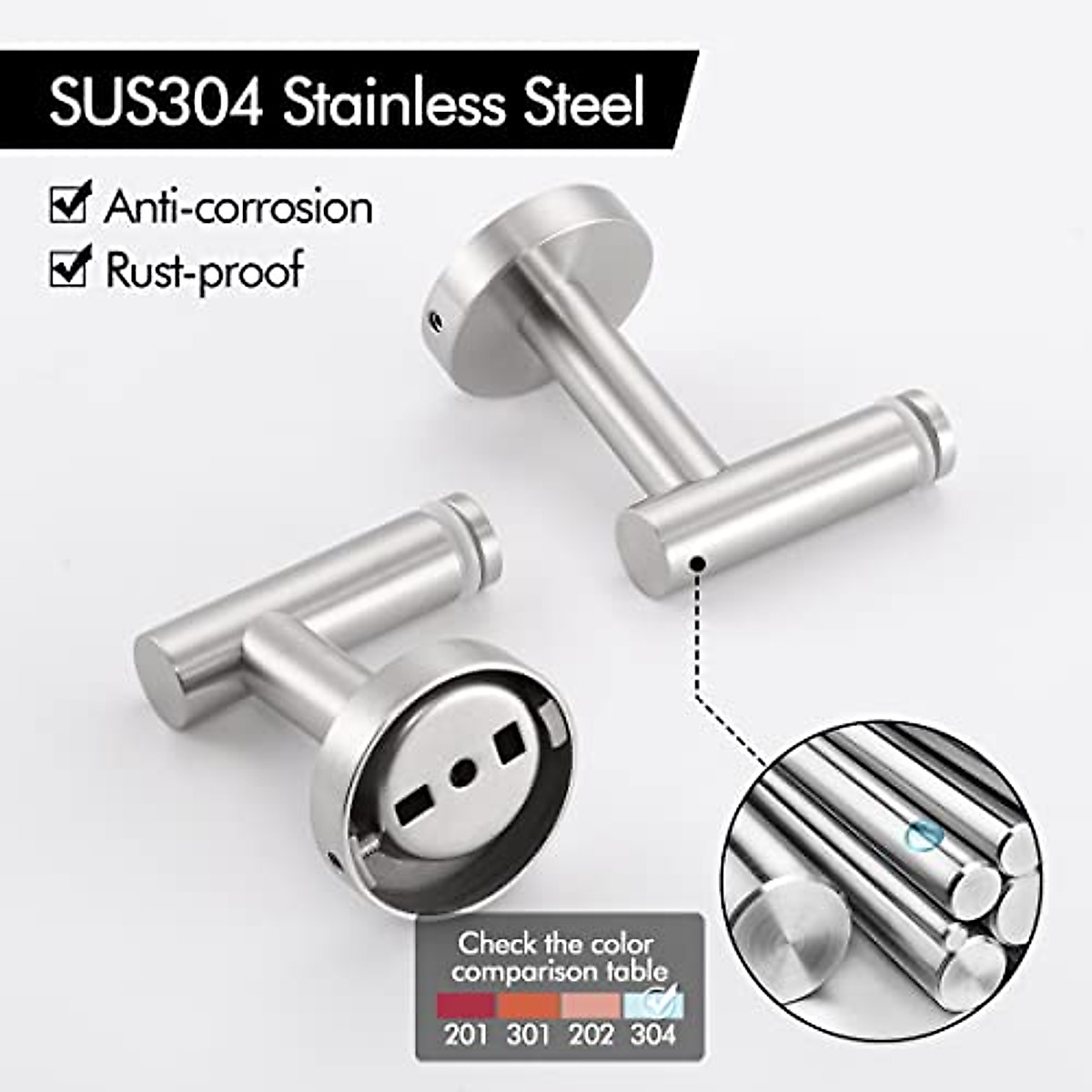 KES Bathroom Glass Shelf Rectangular 20-Inch Floating Glass Shelves 2 Pack with Rustproof Stainless Steel Brackets Wall Mounted Brushed Finish, A2021-2-P2