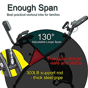 PS Stationary Folding Exercise Bike, magnetic drive cycle bikes with Resistance Belt backrest Digital Monitor Exercise Equipment for Home Gym&workout