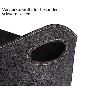 VIIRKUJA XXL Log Basket | Firewood Basket Made of Extra Thick Felt | Dark Grey | Felt Basket with Reinforced Handles for Firewood | Large