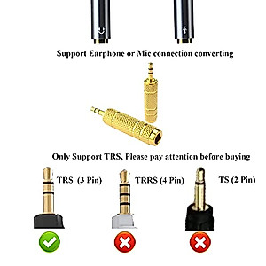 1/4 to 3.5mm Adapter, 1/8 to 1/4 Headphone Adapter Male to Female Connector, 6.35mm to 3.5mm Auxiliary Audio Adapter, 2 Pack