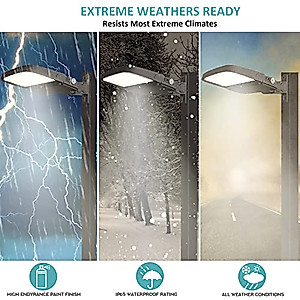 Cinoton 150W LED Parking Lot Lights, 19500LM 5000K Daylight Street Light with Dusk to Dawn Photocell, Ip65 Shoebox Light with Adjustable Arm Mount, 100-277V, Dimmable, ETL Listed, Power Tunable 1-Pack