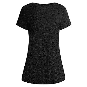 Cucuchy Womens Yoga Tops Flowy Fitness Workout Shirts Short Sleeve Activewear (X-Large, Black-2)