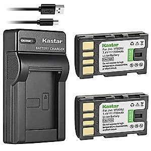Kastar Battery (X2) & Slim USB Charger for JVC BN-VF808, BN-VF808U, BNVF808 and JVC Everio GZ-MG130 148 150 155 175 255 275 575 GZ-HD7 GR-D745 746 750 760 770 771 775 790 796 JVC MiniDV + More