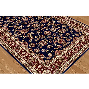 Sariya Transitional Oriental Navy Oval Area Rug, 5' x 7' Oval