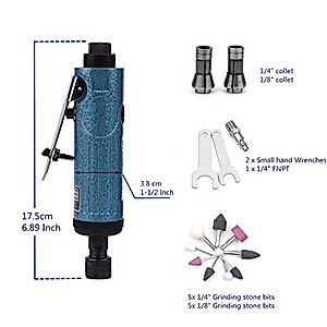 SHININGEYES Air Die Grinder with 1/4" and 1/8" Collets Air Compressor Tool, Air Straight Grinder and Air Angle Grinder (straight grinder)
