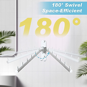 Alise Swivel Clothes Hanger Rack, Stainless Steel Laundry Wall Mounted Drying Rack, Heavy Duty Coat Hanging Rack with Swing Arm for Closet Bedroom Laundry, White