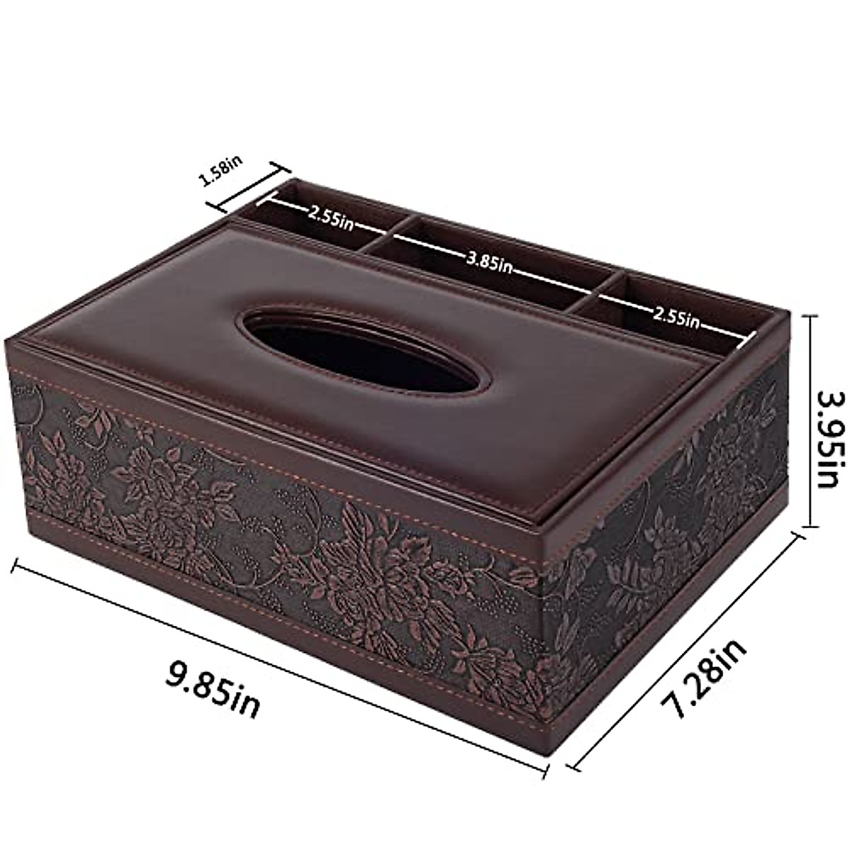 Multifunction PU Leather Tissue Box Holder/Cover Rectangular Upgrade Large Size Stationery Napkin Remote Control Storage Box,Facial Tissue Dispenser Organizer Caddy Home Office Supplies (Retro)