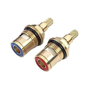 RLECS 2PCS Replacement Brass Ceramic Disc Stem Cartridge Faucet Valve Rotary Latch G1/2 inch 20 Teeth Hot and Cold Water Dual Use Faucet Repair Part