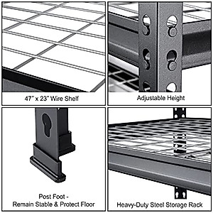 WORKPRO 5-Tier Metal Shelving Unit, 48”W x 24”D x 72”H, Heavy Duty Adjustable Storage Rack, 4000 lbs Load Capacity (Total), for Garage, Basement, Warehouse, Workshop