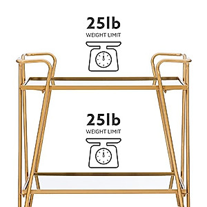 Linon Gina Mid-Century Bar Cart, Gold