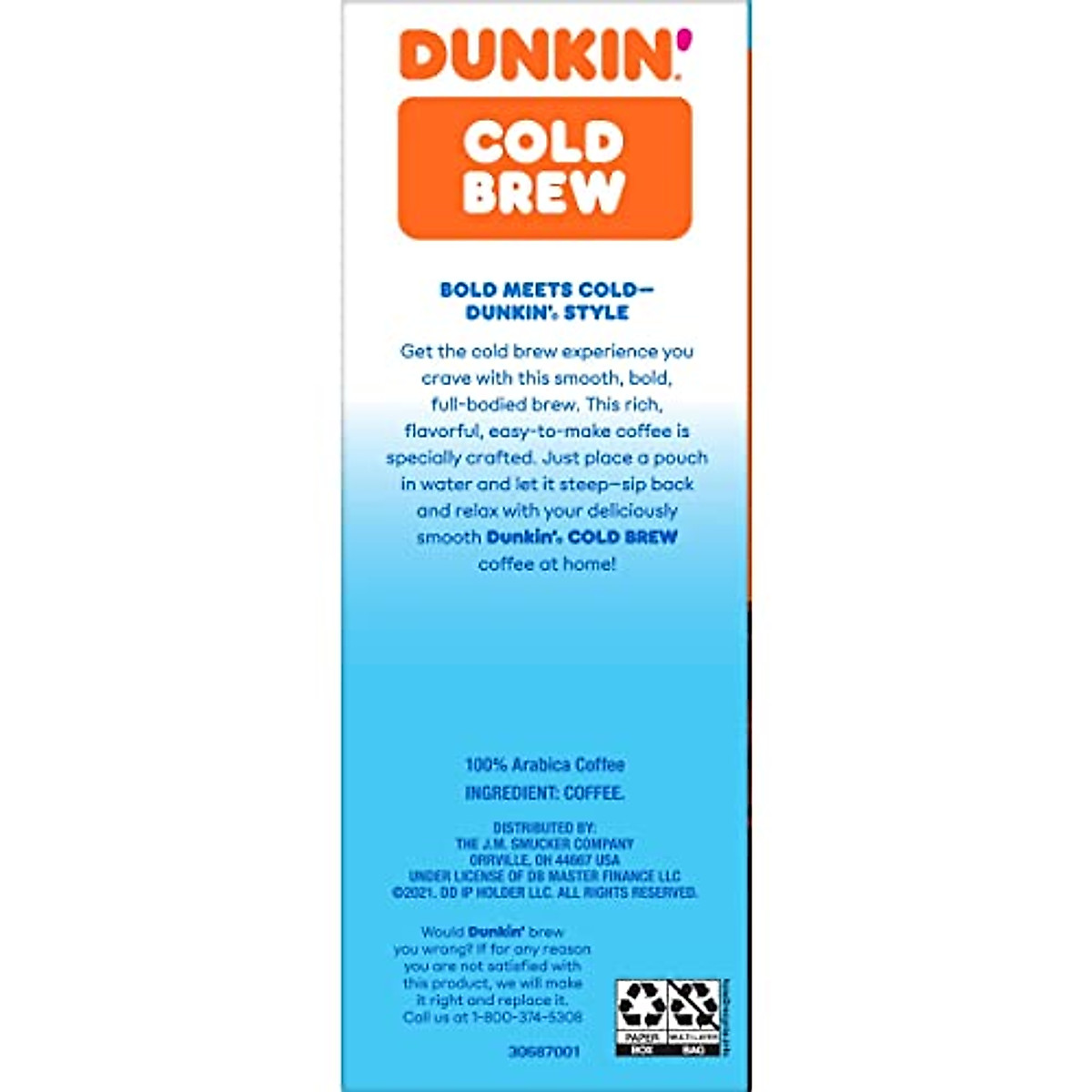 Dunkin' Cold Brew Ground Coffee Packs, 8.46 Ounce (Pack of 1)