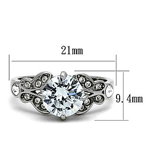 Marimor Jewelry Stainless Steel 2.25 Carat Round Cut Zirconia Engagement Ring Women's Size 10