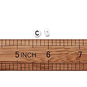 Pandahall 100Pcs Letter Beads 7x4mm White Flat Round with Letter C Acrylic Beads for Jewelry Making