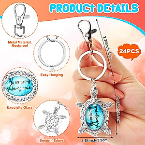 Huquary 24 Pcs Sea Turtle Keychain Inspirational Turtle Gifts for Turtle Lovers Beach Keychain Sea Turtles Key Ring Turtle Charm Inspirational Gifts Women Coworker Teachers Friend Appreciation Gifts