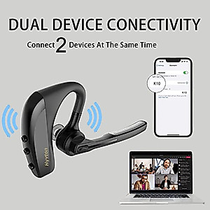 Hyvtom (New Version) Bluetooth Headset,Wireless Business Headphone,in-Ear Earbud with Mic,Compatible with iPhone Android Cell Phones, Hands Free Noise Cancelling Earphone for Driving,Running