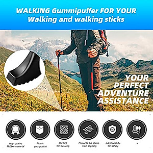 6 Pack Hiking Walking Sticks Rubber Tips, Replacement Tips Protectors for Trekking Poles, Fits Most Standard Hiking, Trekking, Walking Poles (Shoe Shape Tips)