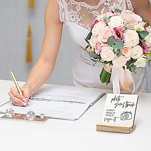 ANIANG Wedding Guest Book Desk Decor, Photo Guest Book Sign Wood Plaque, Wedding Guest Book Sign, Wedding Guest Book Sign Wooden Plaque with Wood Stand for Wedding Reception Table Decor