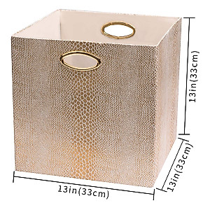 Posprica Storage Bins, Storage Cubes,13×13 Fabric Drawers Organizer Basket Boxes Containers (13×13×13/4pcs, Snake skin pattern)