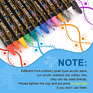 Betem 24 Colors Dual Tip Acrylic Paint Pens Markers, Premium Acrylic Paint Pens for Wood, Canvas, Stone, Rock Painting, Glass, Ceramic Surfaces, DIY Crafts Making Art Supplies