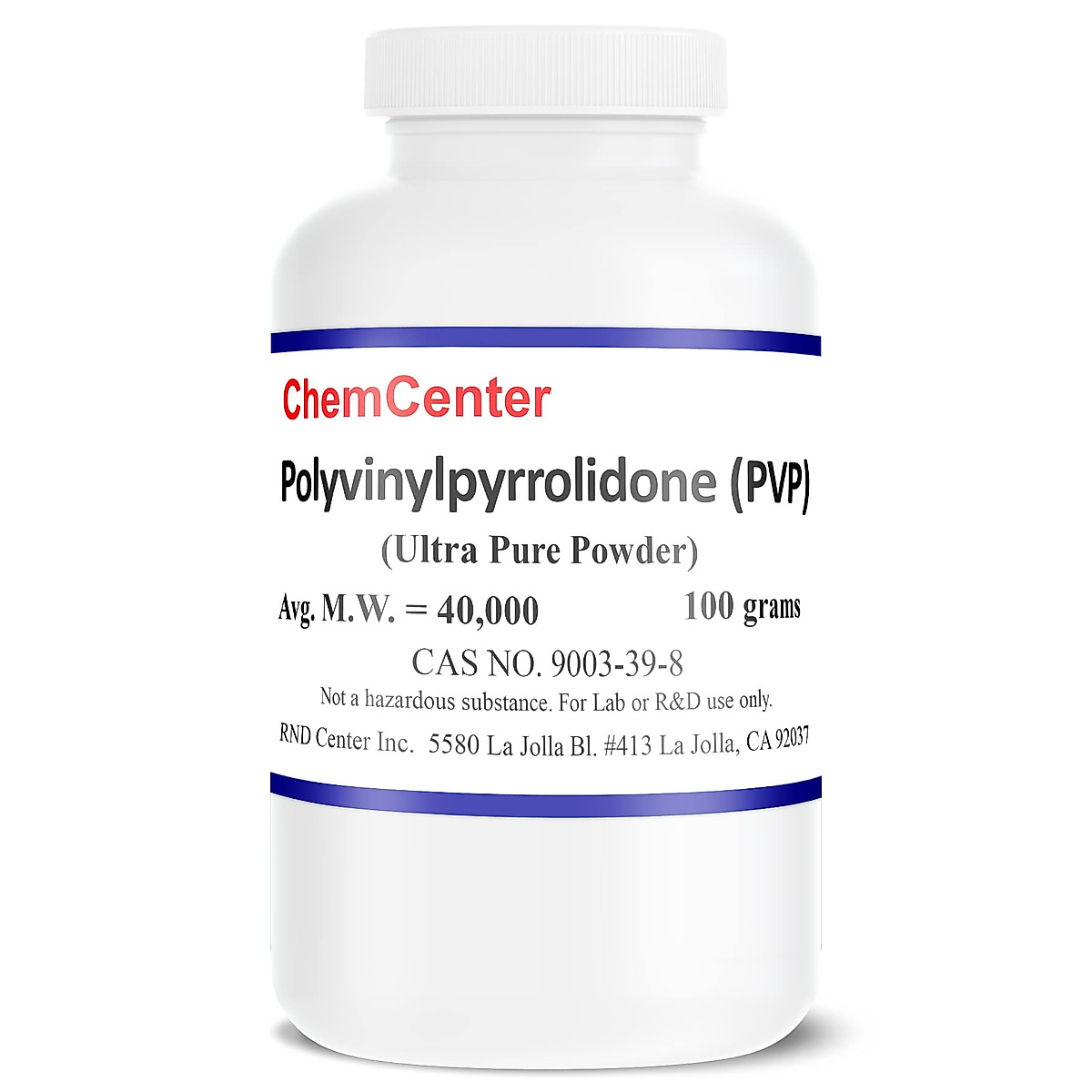 Polyvinlypyrrolidone, Povidone, (PVP-40),k-30, Ultra Pure, 100 Grams