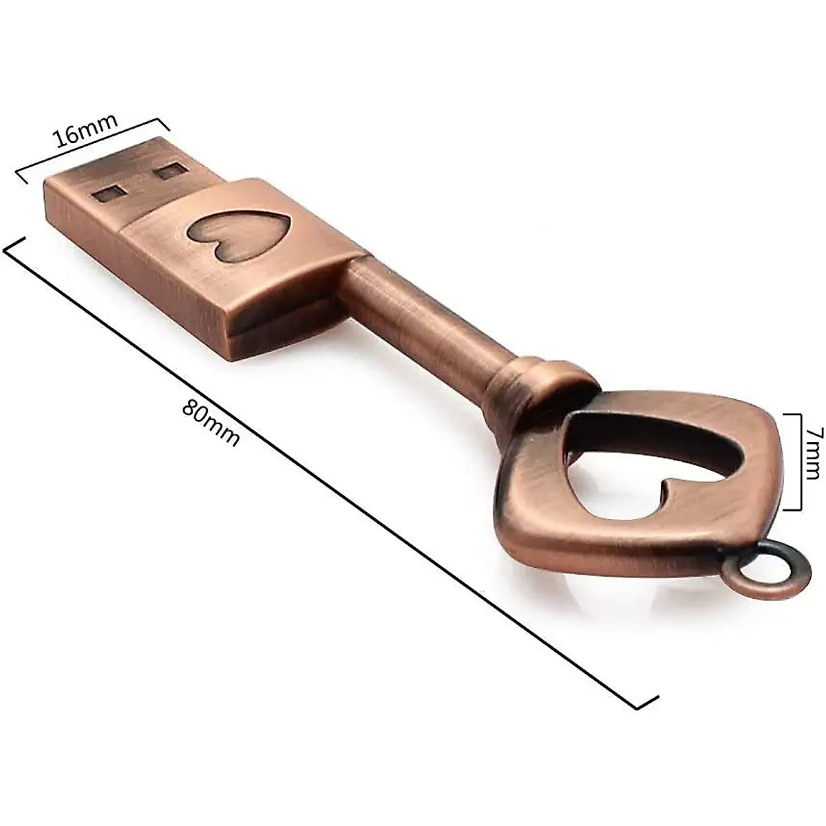 128GB USB 2.0 Flash Drive Metal Heart Key Ring Shape Waterproof Keychain USB Pen Drive Memory Stick Thumb Drives Pendrive