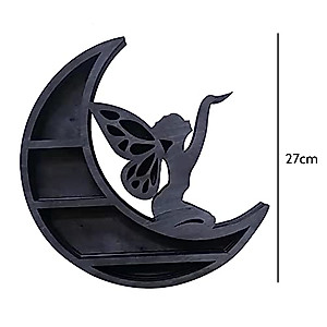 KALEN Moon Elf Crystal Wooden Shelf Heart Crystal Oil Display Wall Shelf Living Room Home Display Rack B