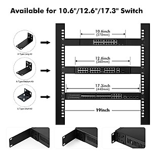 MokerLink Rack Mount Kit for 12.6 inch Switches, Adjustable Hole Distance 14-30mm, Mount a 12.6 Wide to a 19 Equipment Rack, Compatible for Netgear, Cisco, D-Link, TRENDnet, Dell 12.6 inch Products