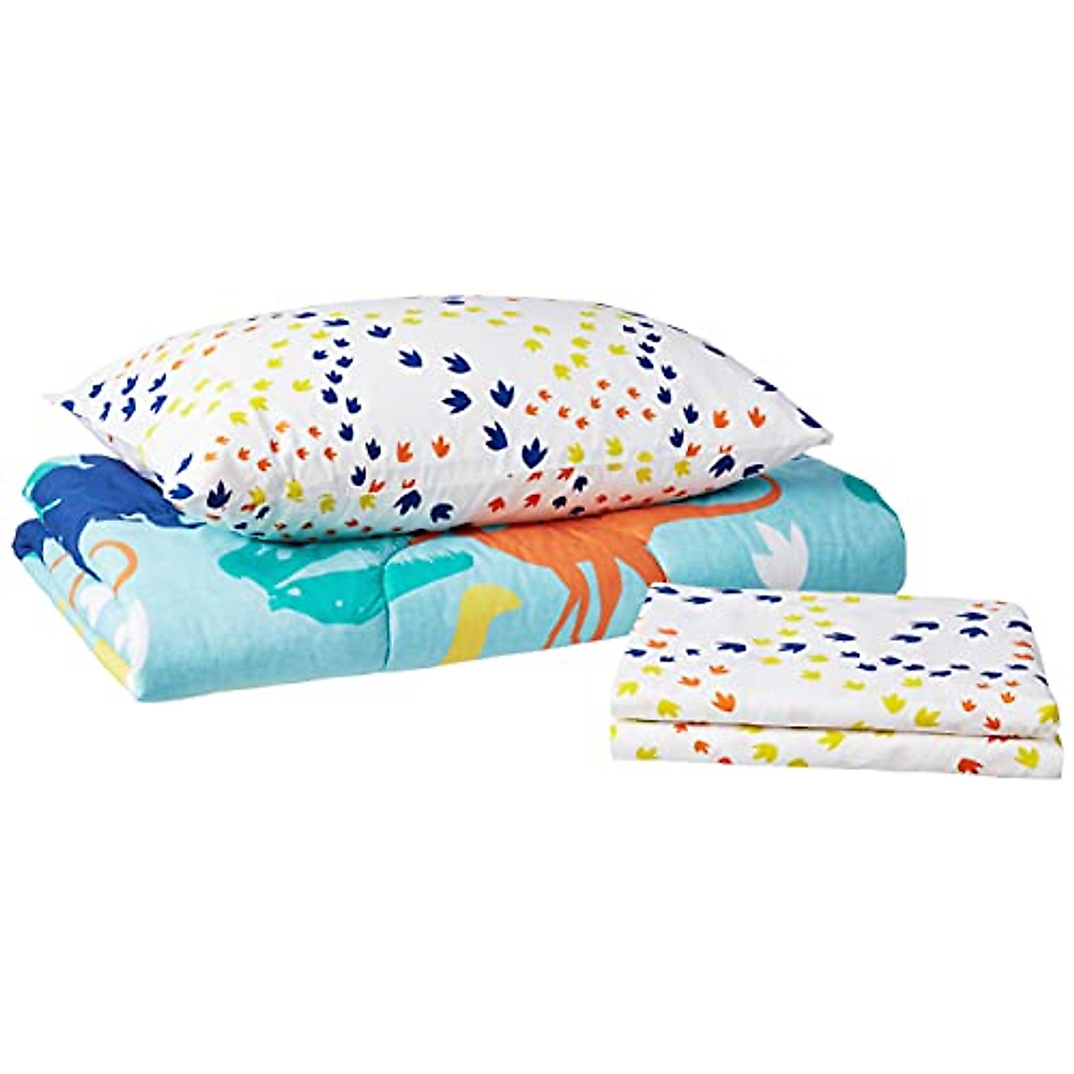 dream FACTORY - 2D742300MU Dinosaur Comforter Set, Toddler, Blue/Green/Multicolor/Orange/Red/White