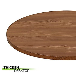 Magshion 23.5'' Round Pub Table, 360 Degree Swivel Cocktail Bar Table with Black Leg, Adjustable Height Range 27.5"-36" for Living Room Kitchen (Brown)