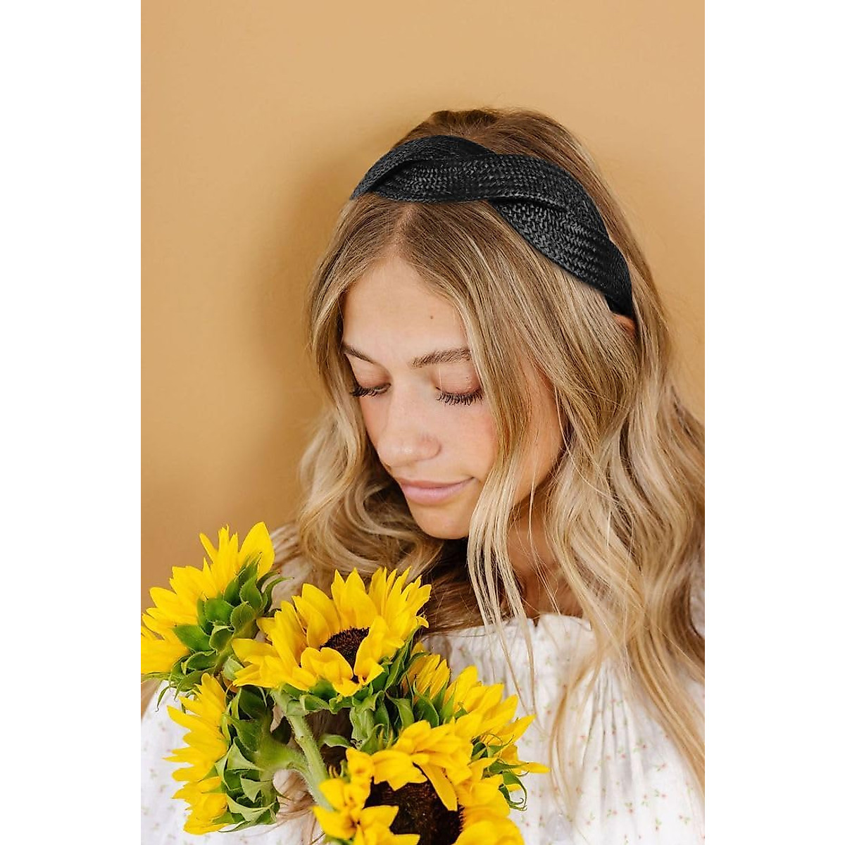 WOVOWOVO Straw Headbands for Women Girls Rattan Wide Headband for Women’s Hair Fashion Summer Boho Braided Head Bands Non Slip Hairbands Accessories, 2 Pack