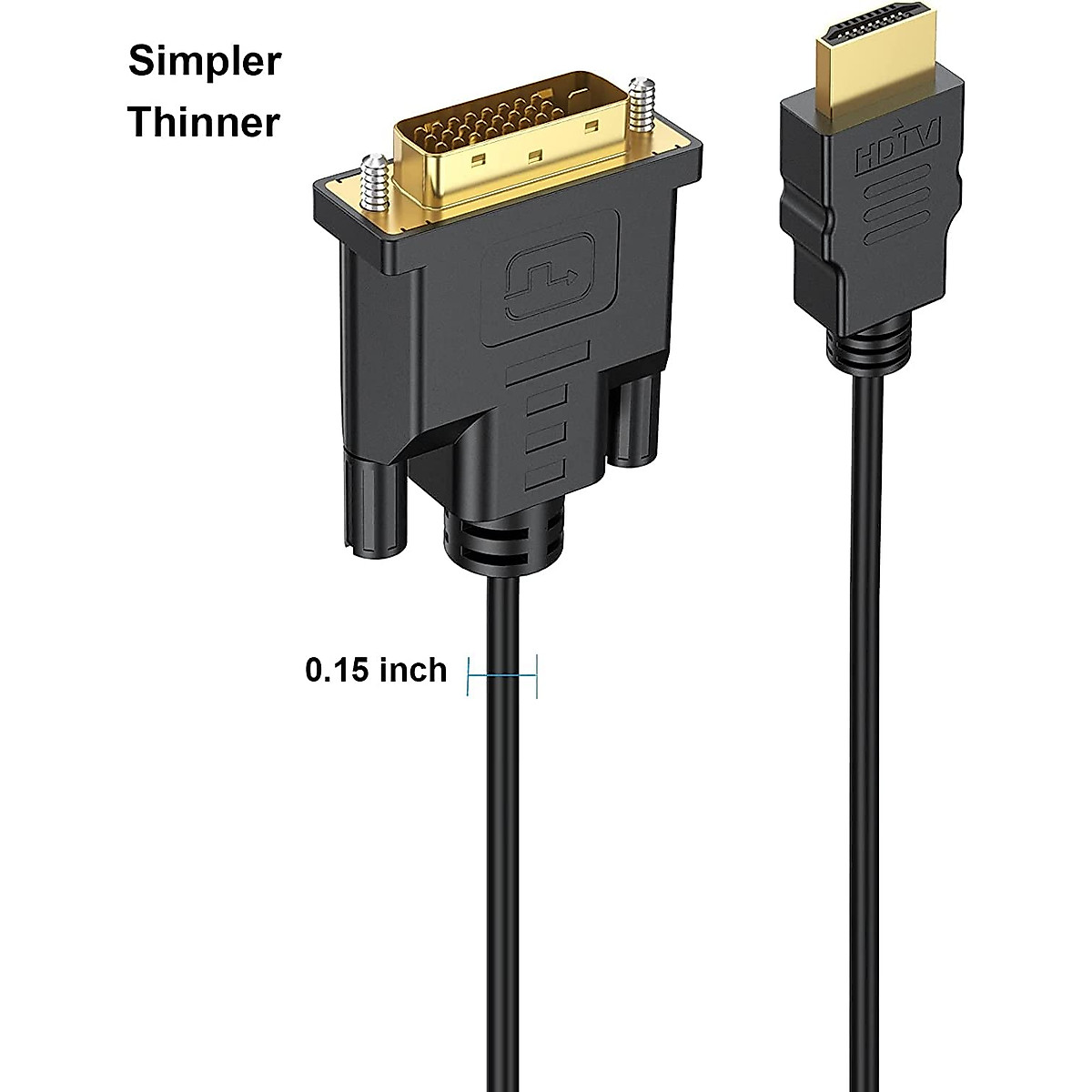 HDMI to DVI Cable 3ft 5-Pack, Bidirectional DVI to HDMI Cord Adapter 1080P Video High Speed Compatible for Computer, PC, Raspberry Pi, Roku, Xbox One, PS4 PS3, Graphics Card
