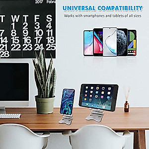 Cell Phone Stand, Fully Foldable, Adjustable Desktop Phone Holder Cradle Dock Compatible with Phone 11 Pro Xs Xs Max Xr X 8, iPad Mini, Nintendo Switch, Tablets (3.5-10"), All Phones (Sliver)