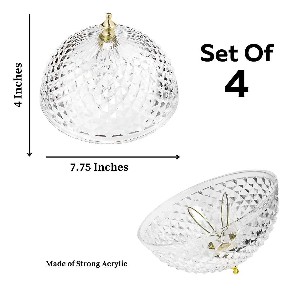 Evelots Clip On Shade for Ceiling Light Bulb or Lamp-4 Pack-Antique-Diamond Cut-Acrylic