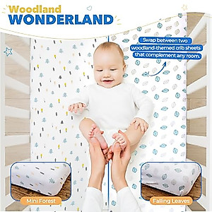 Crib Bedding Sets for Boys 5 Pieces Includes Baby Crib Sheets x2, Cotton Quilt, Baby Blanket & Bonus Wall Decal Set