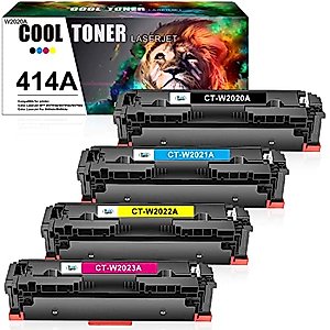 Cool Toner Compatible Toner Cartridge Replacement for HP 414A 414X 414 W2020A Work with Color Pro MFP M479fdw M454dw M454dn M479fdn M479 Laser Printer Ink (Black Cyan Magenta Yellow, 4-Pack)