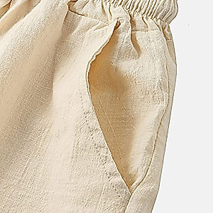 Men's 7 Inch Inseam Linen Shorts Classic-Fit Drawstring Elastic Waist Pleat Front With Pocket Outdoor Sport Gym 5 Inch Inseam With Liner Khaki 2X