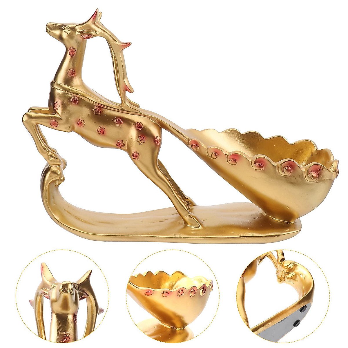 WINOMO Reindeer Wine Bottle Holder Decorative Resin Wine Display Rack with Elk Figurine Table Centerpiece Decoration for Home Restaurant Golden